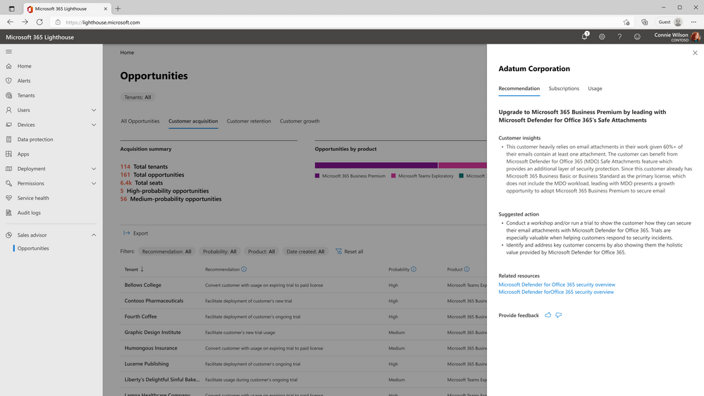 Sales Advisor – Microsoft 365 Lighthouse で顧客の可能性を最大限に発揮させる - Windows Blog for Japan