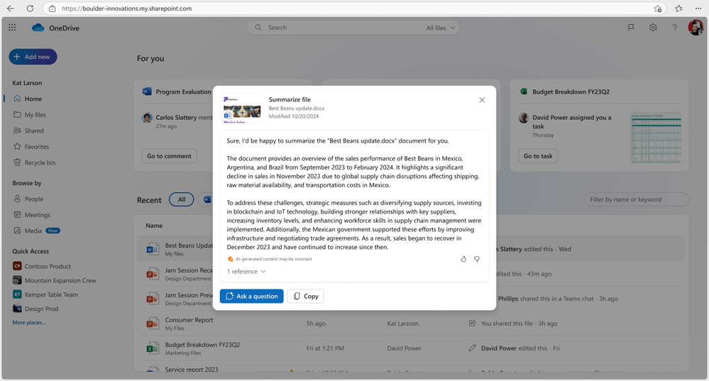 Microsoft 365 Copilot Wave 2: SharePoint と OneDrive にもたらされる AI イノベーション ...